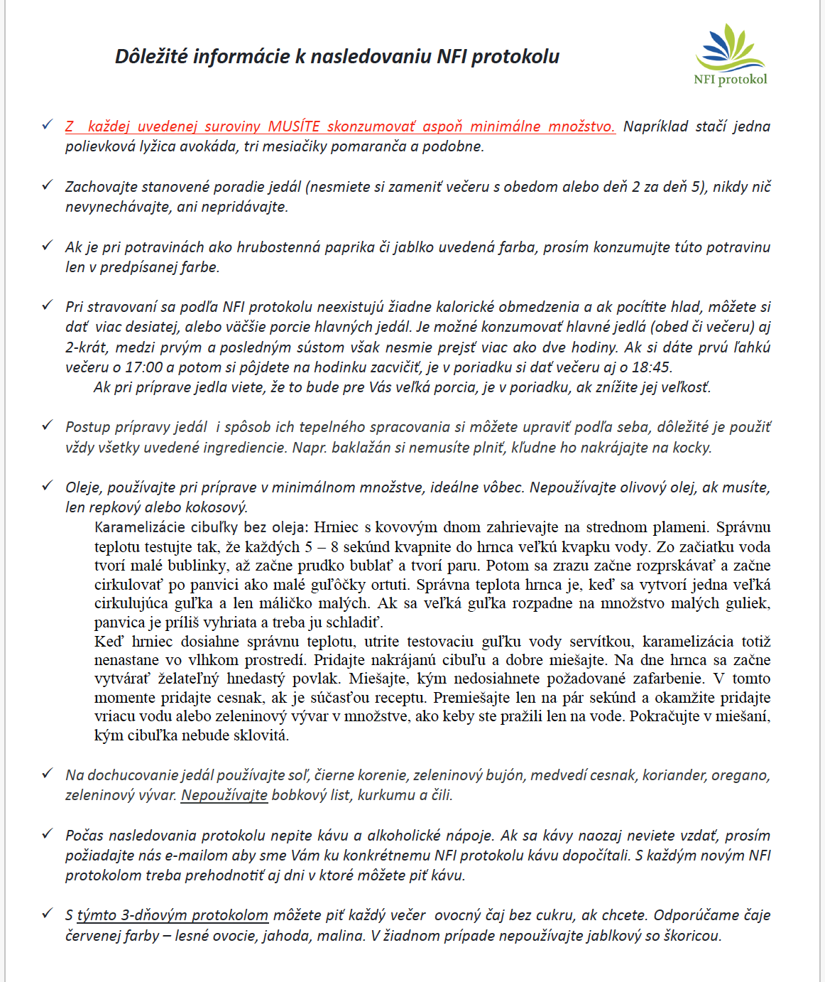 Example of the NFI Protocol - NFI protokol
